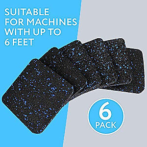 [6 Pack] Exercise Equipment Mat 4" x 4" x 0.5" Pads - Treadmill Mat for Carpet Protection - Protective Anti-Slip Treadmill Pad for Hardwood Floors & Carpets - Home Gym Accessories - Protect Floors