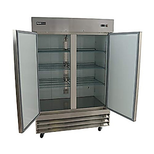 PeakCold 2 Door Commercial Stainless Steel Freezer, White Interior; 47 Cubic Ft, 54" Wide