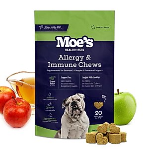 Moe’s Allergy and Immune Support for Dogs- Supports Anti-Itch, Seasonal Allergies- Omega 3 Wild Alaskan Salmon Fish Oil- Dog Allergy Treatment, Skin Health- Made in USA- 90 Chews (Peanut Butter)