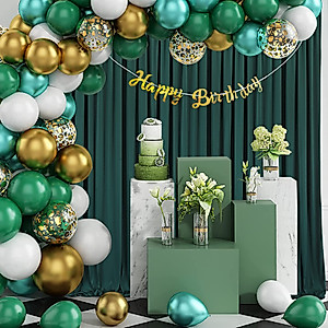 10ftx10ft Hunter Green Backdrop Curtains for Parties Weddings Baby Shower Dark Green Curtain Backdrop Birthday Event Party Photo Booth Backdrop Wrinkle Free Fabric Background 5ftx10ft, 2 Panels