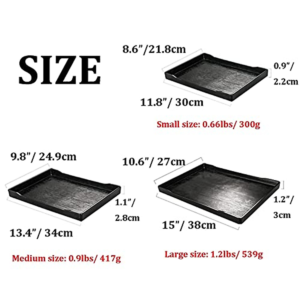 Plastic Serving Tray for Food 3Pcs Melamine Tray Platter with Wooden Wrinkle Black Rectangular Serving Board for Tea/Coffee/Fruit/Bread/Cake/Pastries/Cookie Tray for Home Wedding Kitchen Countertop