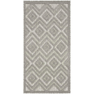 Nourison Versatile Indoor/Outdoor Silver Grey 5' x 7' Area-Rug, Easy-Cleaning, Non Shedding, Bed Room, Living Room, Dining Room, Deck, Backyard, Patio, High Traffic Area (5x7)