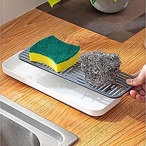 Lletfun Kitchen Caddy Sponge Sink Organizer Drain Tray for Countertop | Sponge or Soap Holder(11.9x3.94 inch)