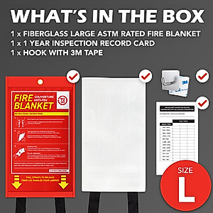 72 HRS Fiberglass Fire Blanket - Fire Blanket for Home, Kitchen Fire Blanket | Fire Extinguishers Home | Essential Fire Safety Tool, Emergency Fire Blanket | (1PC, 47"x47")