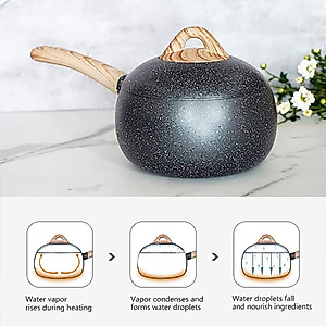 Amercook Spherical Non Stick Wok with Lid, Frying Pan and Pot Set, Small Skillet PFOA Free, 6 Inch