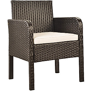 STP-Y4 Pieces Outdoor Patio Furniture Set All-Weather Wicker Sofa Set Rattan Chair with Tempered Glass Table, Cushioned Seats Conversation Sets, Blue (Color : Beige)