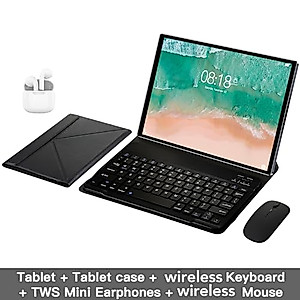 Honio 2 in 1 Tablet PC, 100‑240V 10.1 Inch FHD Tablet Dual Speakers MT6735 Deca Core 8800mAh for Work for Android 12 (US Plug)