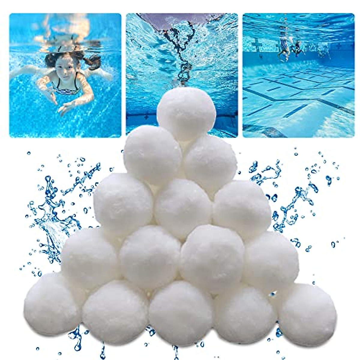 1.5 lbs Pool Filter Ball for Sand Filter Pump for Above Ground Pool, Pool Filter Media Balls Instead of Sand, Reusable Eco-Friendly Fiber Filter Media Ball (Equals 50 lbs Pool Filter Sand)