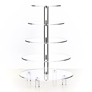Hayley Cherie 5 Tier Round Cupcake Stand - Extra Thick 5mm Base - Acrylic Tiered Cake Stand - Dessert Tower - Weddings, Graduation, Birthday Parties (5 Tier)