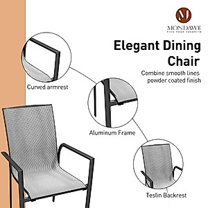 MONDAWE Textilene Outdoor Dining Chairs Cast Aluminum Sling Patio Chairs Weather Resistant High Back Lightweight Stackable Chairs for Backyard Lawn Garden - 4pcs