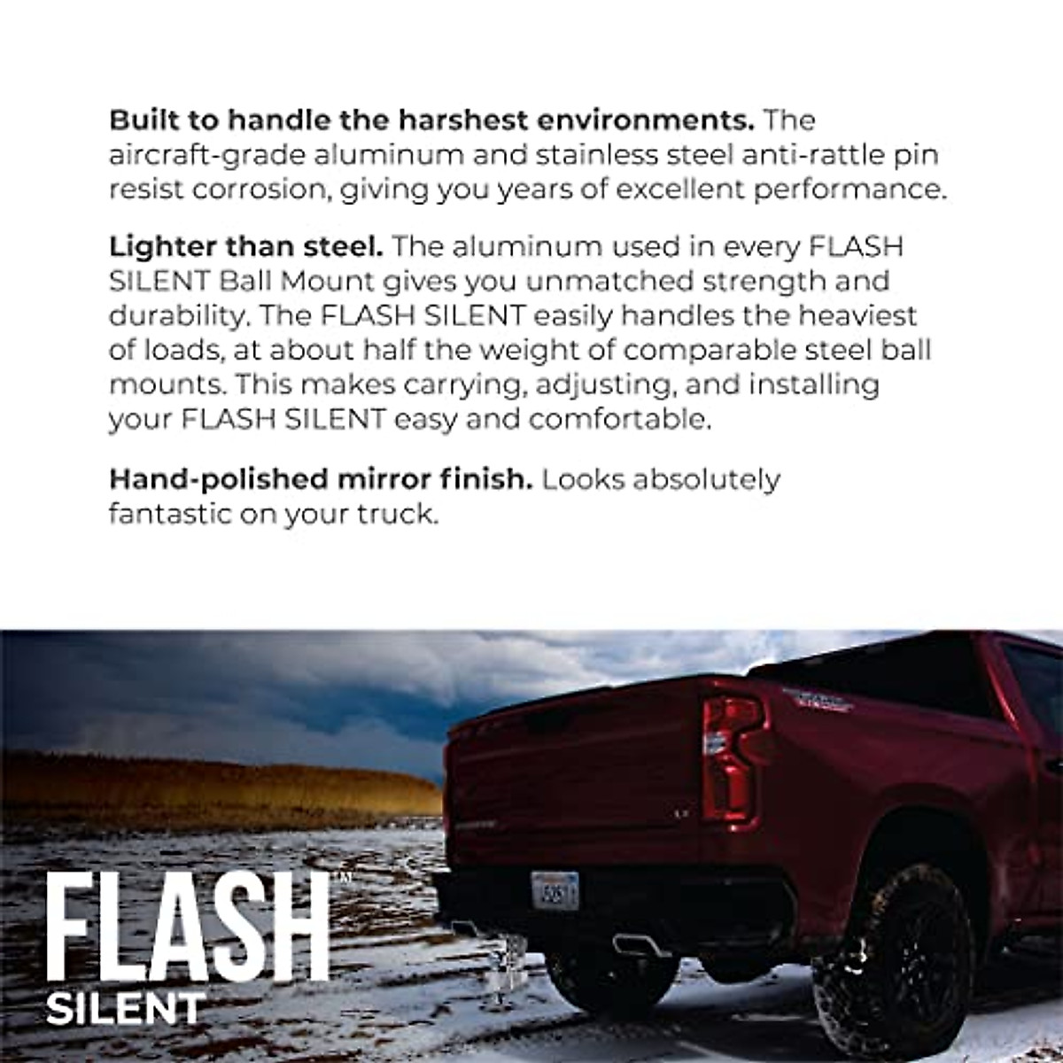 Fastway Flash STBM DT-STBM6400 Adjustable Silent Tow Ball Mount with 4 Inch Drop, 2 Inch Shank, and Chrome Plated Balls