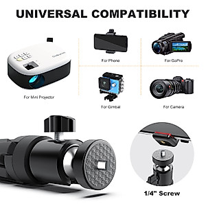 Mini Projector Tripod, Didbynm 6.3 Inch Compact Desktop Tripod Stand [Universal 1/4 Screw] [Ballhead] Pocket Tripods Stand for Mini Projector/Cameras Smooth 4, Osmo Mobile, Vimble 2