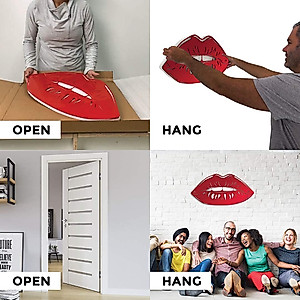 Mirror Lips 3D Wall Art - Ready to Hang Acrylic Wall Decorations for Bedrooms, Dorms, Living Rooms & More - Hand Assembled & Made in The USA - Modern Home Decor (16"W x 8"T, Gold)