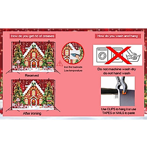 Christmas Gingerbread House Backdrop Winter Merry Xmas Tree Gift Photography Background Family Holiday Party Red Christmas Theme Backdrop Decoration 7x5FT