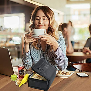 Aosbos Insulated Lunch Bag Small Lunch Box for Men Women Compact Lunch Bags Mini Food Storage Bag Flat Cooler Bag Thin Lunchbox Black Reusable Sandwich Bags Portable Snack Bag Tiny Thermal Bag