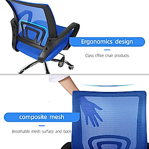 YSSOA Task Mesh Computer Wheels and Arms and Lumbar Support Study Chair for Students Teens Men Women for Dorm Home Office, Adjustable Height, Blue