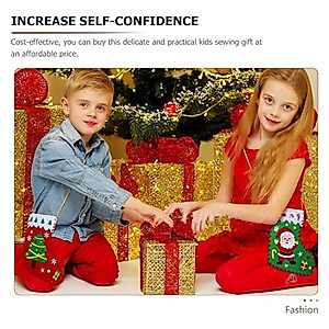 TOYANDONA 20pcs Christmas Felt DIY Stockings Crafts Create Your Own Santa Snowman Reindeer Christmas Decoration Ornaments Christmas Stocking Sewing Kits for Xmas Holiday Party