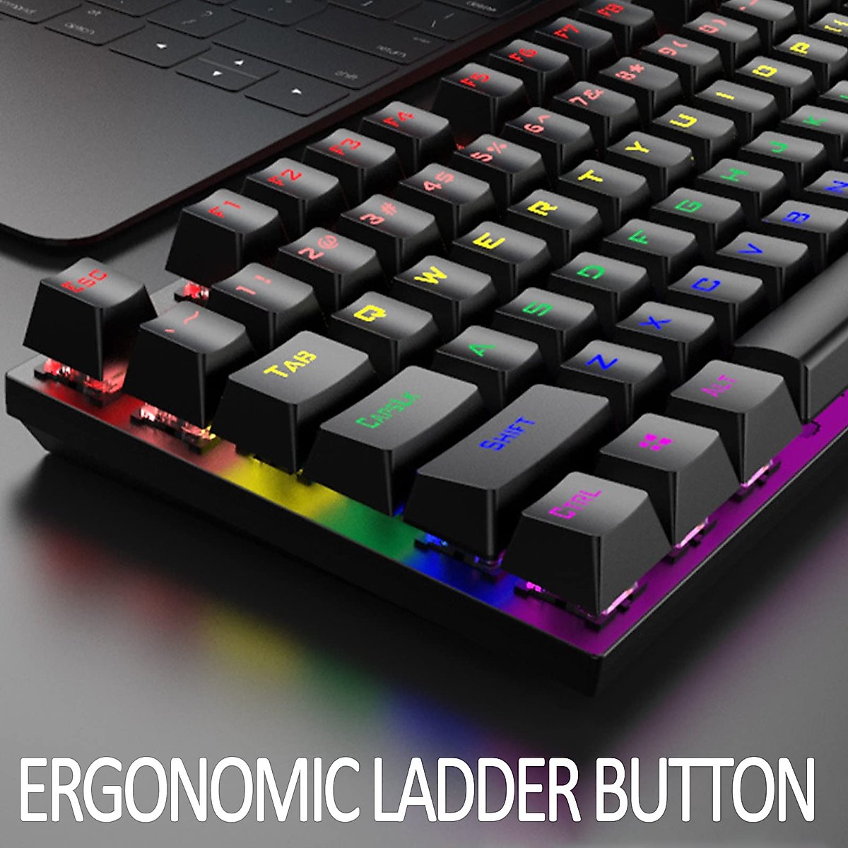 PURPLELU USB Wired Gaming Keyboard, 87-Key Mechanical Keyboard, Convenient Luminous Blue Axis Keyboard, for Playing Games