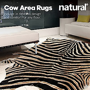Natural Brazilian Cowhide Area Rugs for Living Room and Bedroom | Handmade 100% Cow Rug with Low Pile | Shed-Resistant Home and Office Rug, African Zebra, 6 ft x 7 ft