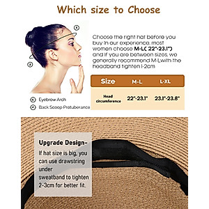 FURTALK Straw Cowboy Sun Hats for Women Men Western Cowgirl Hats with Wind Lanyard UPF 50+ Beach Hat Khaki