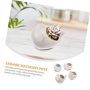 YARNOW 4pcs Fleshiness White Garden Plant Ceramic Animal Doggy Flower for Plants Gift Planters Mini Bonsai Pot Animals Dog Shape Porcelain Offices Shaped Desktop Home Gardening Cute Desk