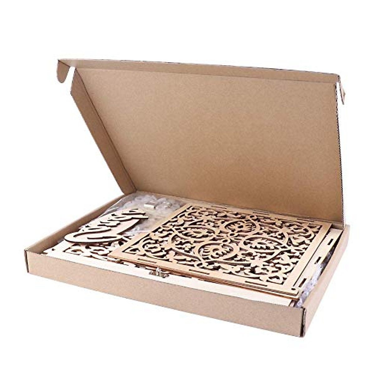 Funyear DIY rustic Wedding Card Box with Lock, Wooden Gift Card Box Holder Money Box for Wedding Reception Deco, Baby Showers, Birthday Party Decorations