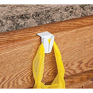 Gadjit Kitchen Towel & Plastic Bag Hanger (Pack of 3) - Clever Device Hangs Over Any Cabinet Door or Drawer (3/4" to 7/8" Front Panel Depth) to Create an Instant Towel or Waste Bag Holder (White)