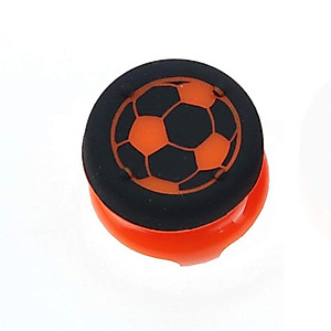 2 PCS Heightened Thumbstick Anti-Slip Enhanced Analog Joystick Extender Thumb Grip Stick Cap Cover for PlayStation 4 PS4 Conteoller (Football-Orange)