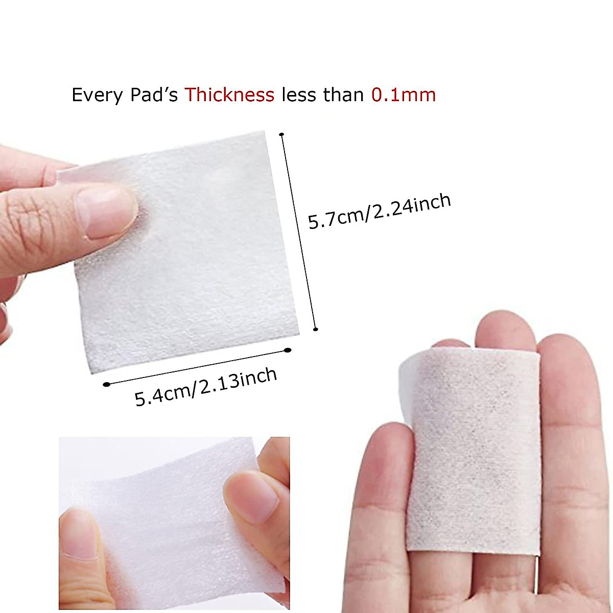 1000 PCS Thin Makeup Facial Cotton Pads, Square Facial Lips Eyes Makeup Remover Pads, Nails Polish Remover Cotton Pads, Non-Woven, Soft, Lint Free