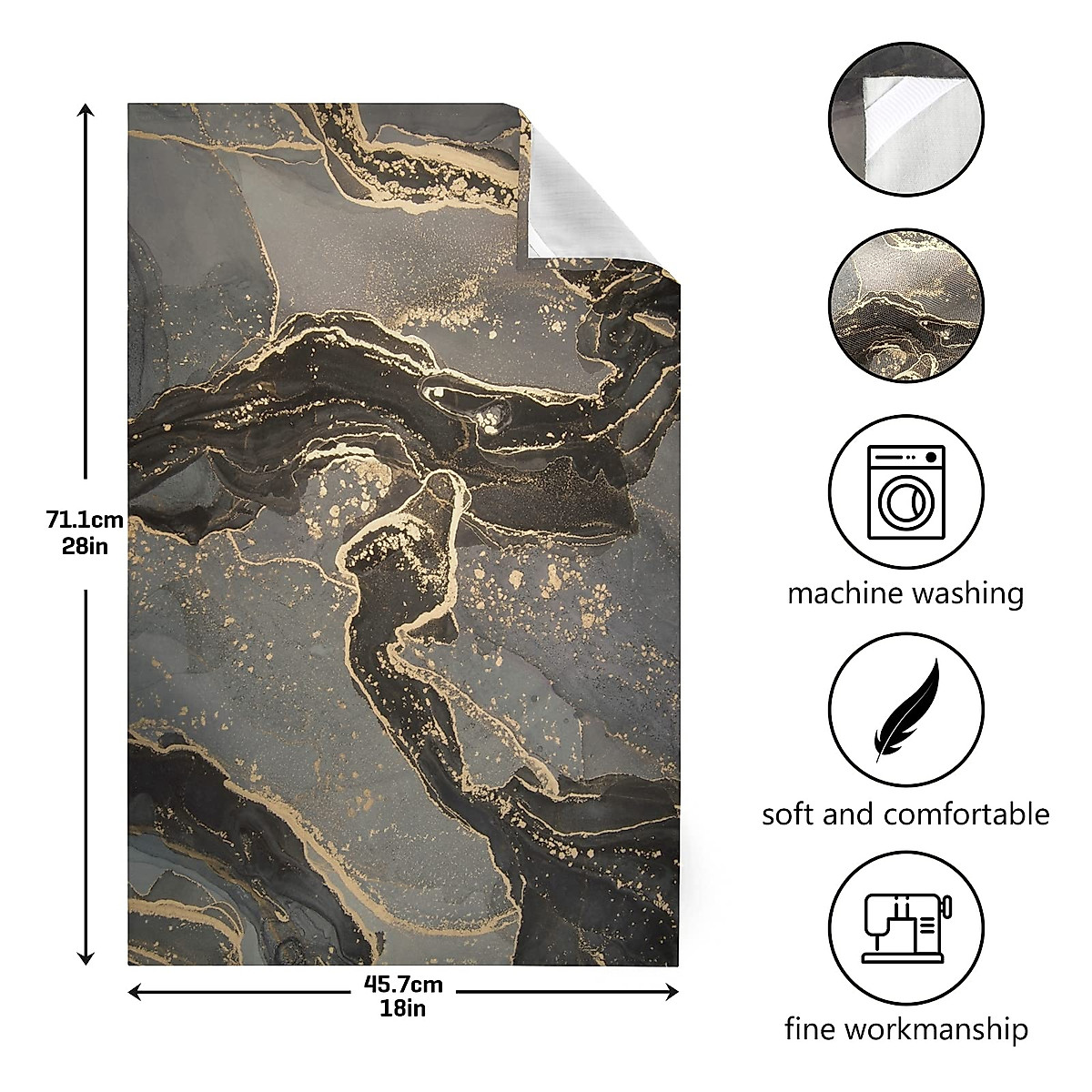 Dallonan Kitchen Towels Set of 4 Luxury Abstract Black Gray Gold Marble Polyester Soft Absorbent Dishcloths Decorative Towels for Kitchen Hand Towels, Dish Towel, Tea Towels, 28x18 Inch