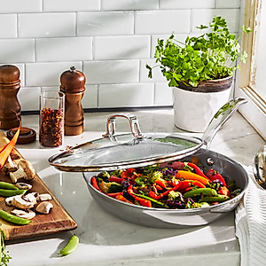 HENCKELS Clad H3 10-inch Induction Ceramic Nonstick Frying Pan with Lid, Stainless Steel, Durable and Easy to clean