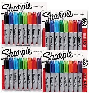 Sharpie Permanent Markers, Chisel Tip, Assorted Colors, 8-Count (38250PP) - 4 Packs, 32 Markers in Total - Black, Blue, Turquoise, Green, Lime, Orange, Red, and Purple