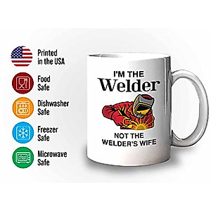 Bubble Hugs Welder Coffee Mug 11oz White - Not Welder's Wife - Welding Metal Worker Mechanic Engineer Gifts for Men Husband Dad