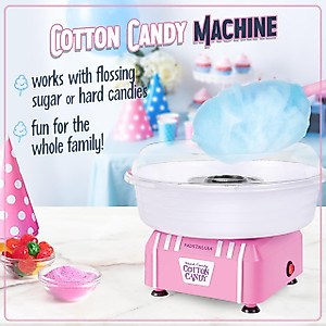 Nostalgia Retro Countertop Cotton Candy Maker, Vintage Candy Machine for Hard Candy & Flossing Sugar, Pink