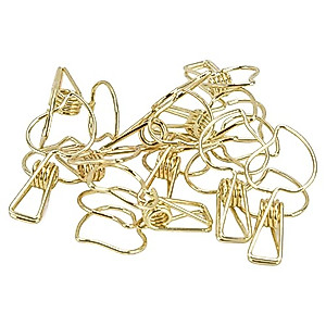 Clothes Drying Clip, 20Pcs Multifunctional Strong Hollow Spring Clip Clothes Pins for Outdoor Clothesline Home Kitchen Travel Office Decor(Gold)