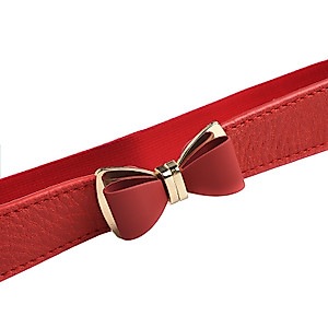 Syuer Womens 1" Width Bow Skinny Elastic Waist Belt Stretchy Belt Thin Belt (S-M (26"-32"), Red)