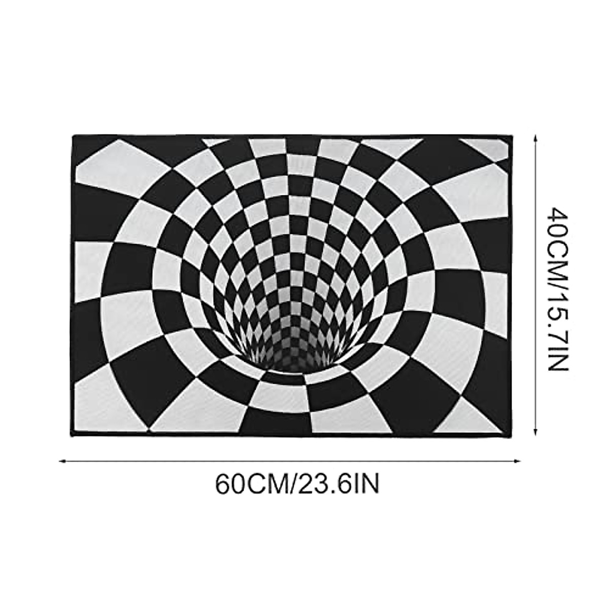 NUOBESTY Checkered Rug 3D Optical Illusion Doormat, Round Stereo Floor Mat, Anti- Slip Checkered Area Rug for Living Dining Room Carpet Home Decor Gift 40x60 Cm Optical Illusion Rug
