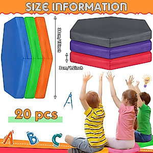 12 Pcs Floor Cushions Bulk for Classroom 15 Inch Colored Flexible Seating with Handle Soft Foam Floor Pillow Kids Floor Seats Cushion for Kids Adults Daycare School Home Office Chair (Hexagon)