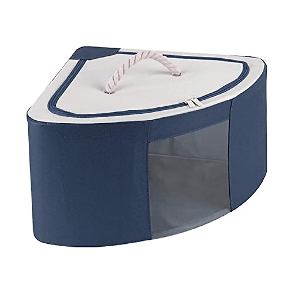 DUDNJC Foldable Storage Bins Cubes Boxes with Lid, Triangle Corner Collapsible Fabric Storage Box Navy