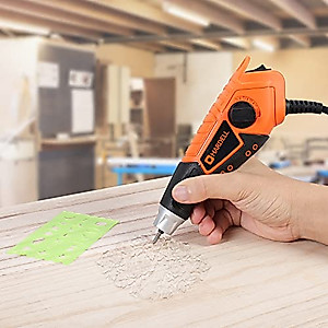 HARDELL 15W Engraver,5 Speed Etching Power Tool Equipped with Soft Rubber Handle and Tungsten Carbide Steel Bits,Mini Multi-Function for Tile,Metal,Stone,Wood,Leather,Glass,PVC Pipe,DIY Crafts
