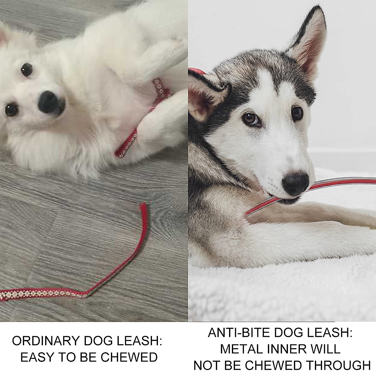 voopet Chew-Proof Dog Leash Extension Works with Any Leash & Collar & Harness - Super Strong and Durable Non-Tangle Connect Leash (Multiple leashes are Used for Multiple Dogs) Red