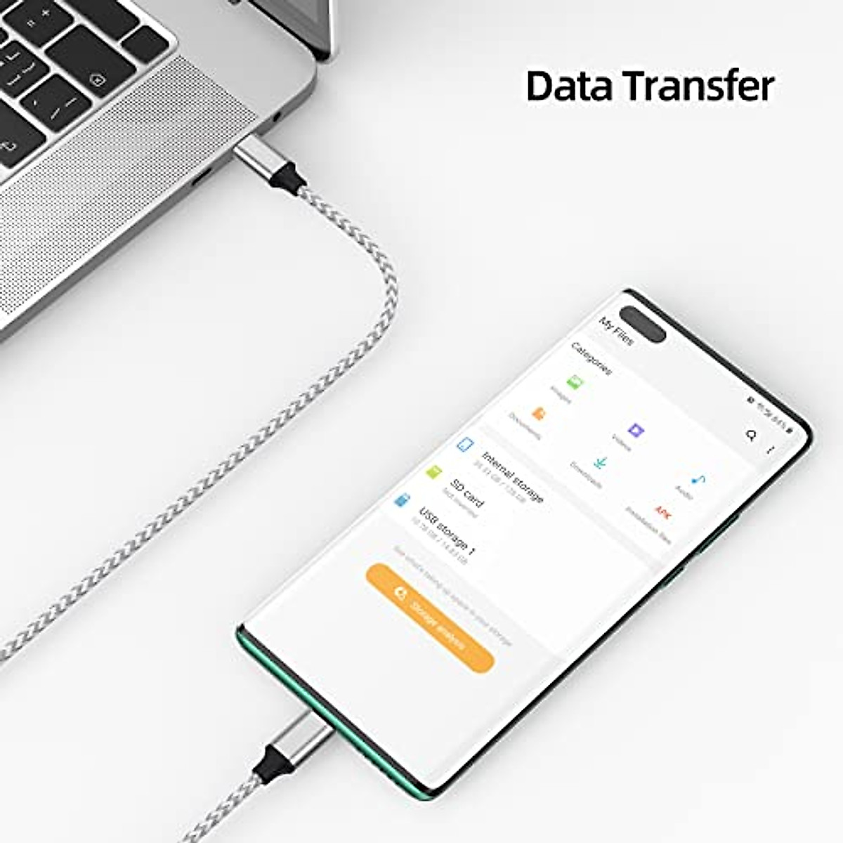 DteeDck USB C to Micro USB Cable 3.3ft, Micro USB to USB Type C Adapter Cable Braided Male to Male Adapter USB-C USBC to Micro USB Cord 1M for Charging Data Transmission