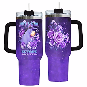 GEPOSTORE Christmas Gifts for Women Girls, Just A Girl Who Loves Donkey 40oz Tumbler with Lid, Cute Cartoon Character Tumbler, Birthday Gifts for Movie Lover