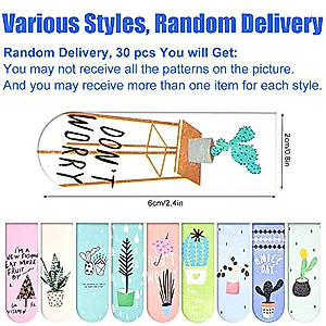 30 Pieces Cute Magnetic Bookmarks for Women/Men, Dual Sided Rainbow Film Laminated Book Markers for Girls, Funny Magnetic Bookmarks for Kids, Book Marks Bulk Page Clip Reading Giveaways (Cactus Plant)