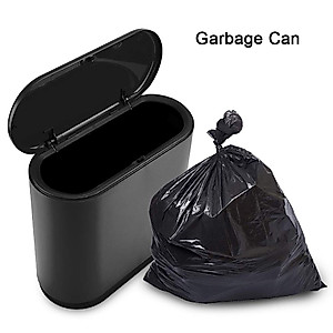 NAILPOWDER Double Layers Destop Trashbin Garbage Can Waste Classification for Office and Home Use Black