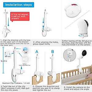 OkeMeeo Adjustable Baby Monitor Crib Mount for eufy Spaceview Baby Monitor E110, Spaceview Pro Baby Monitor E210, Spaceview S, Baby Monitor 2 and Vtech VM901