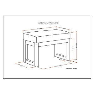 SIMPLIHOME Milltown 26 inch Wide Rectangle Ottoman Bench Fawn Brown Footstool, Linen Look Polyester Fabric for Living Room, Bedroom, Contemporary Modern