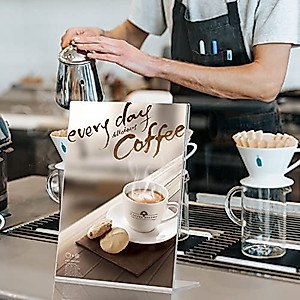 PecMuikee Acrylic Sign Holder 8.5x11, Desktop Slant Back Acrylic Sign Holder and Plastic L Shape Paper Display Stand for Restaurants, Office, Market, Library, Store, 3 Pcs