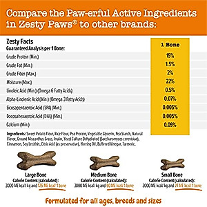 Zesty Paws Dental Bones for Small Dogs - Fights Tartar & Plaque - Gum, Teeth & Bone Health - Cinnamon for Dog Breath - Immune, Joint, Gut, Skin & Coat Support - Omega 3 EPA & DHA & Calcium - 28 ct