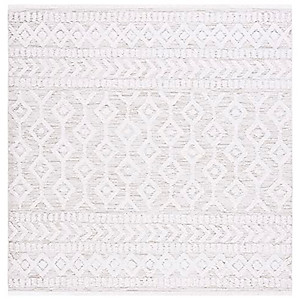 Safavieh Augustine Collection 6'4" x 6'4"Square Ivory/Beige AGT756A Moroccan Boho Rustic Fringe Area Rug